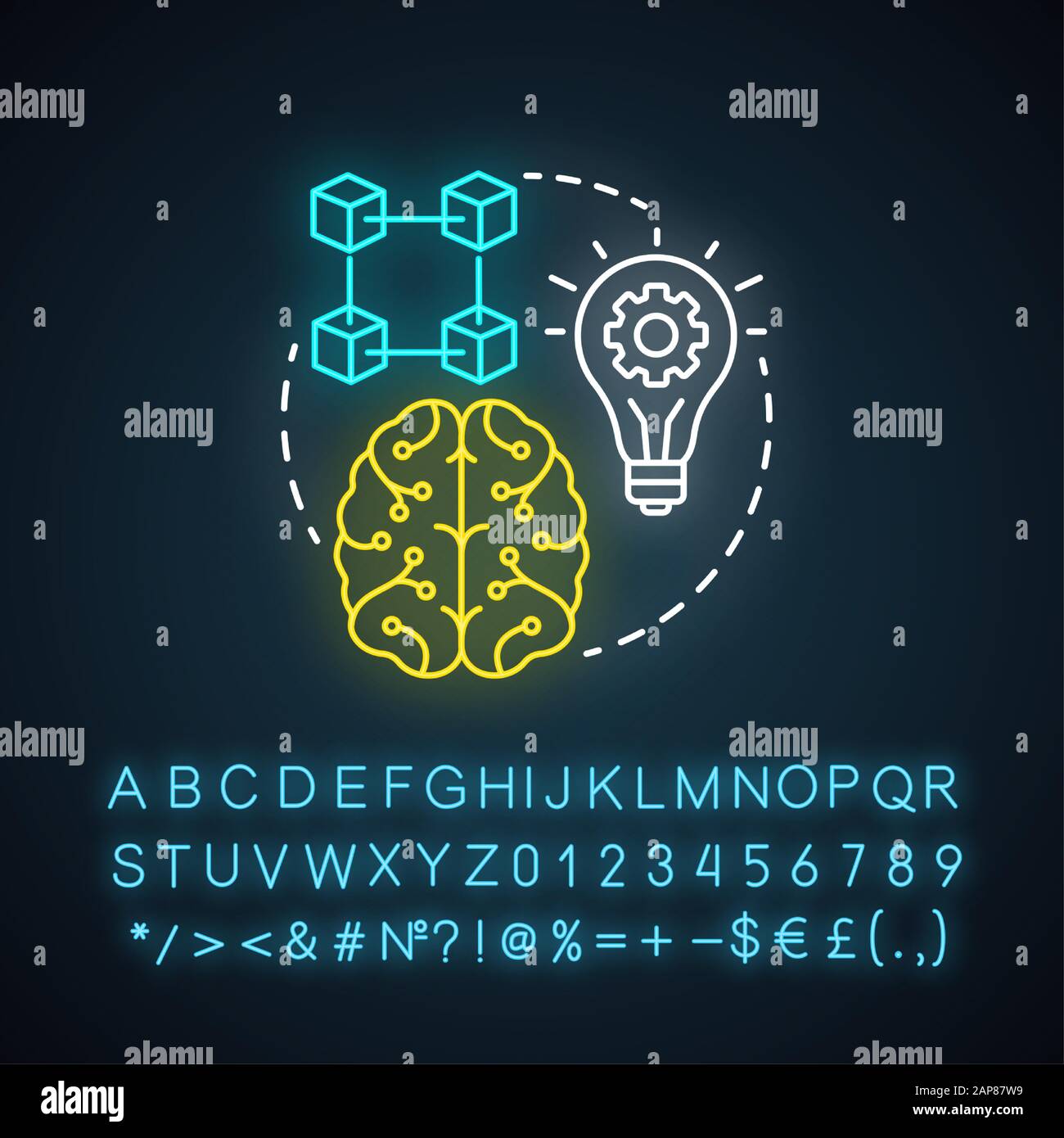 Artificial intelligence for robotics neon light concept icon. Smart ...