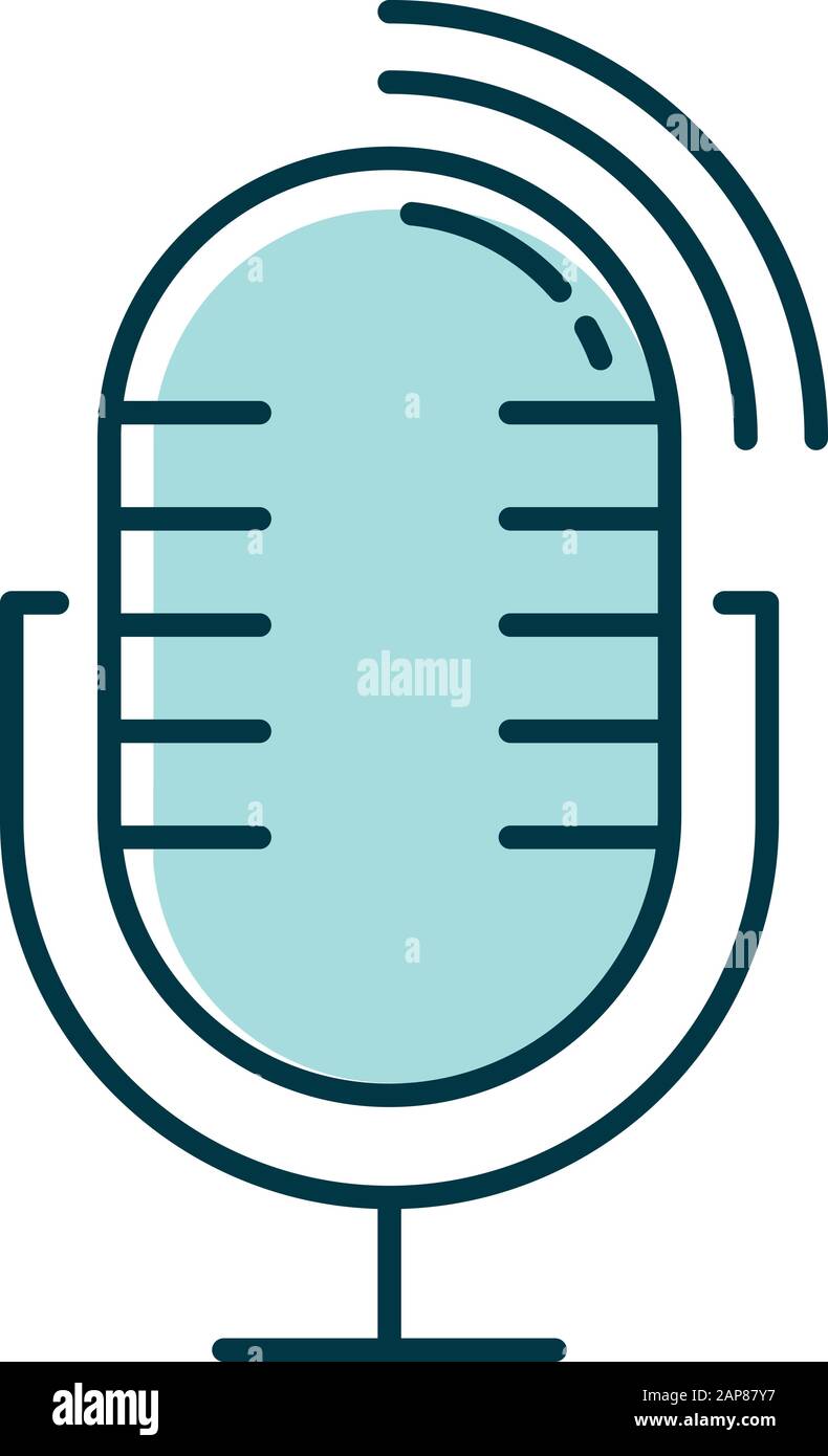 Blue dynamic microphone color icon. Mike recording sound idea. Portable ...