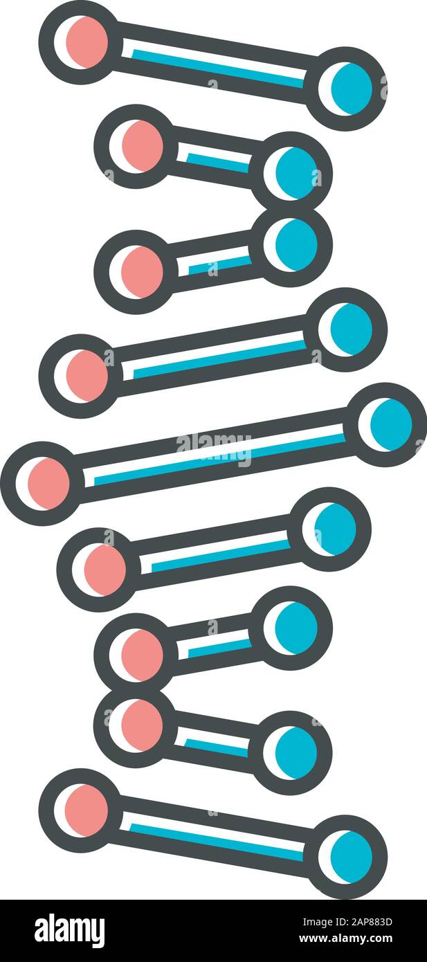 DNA helix color icon. Connected dots, lines. Deoxyribonucleic, nucleic ...