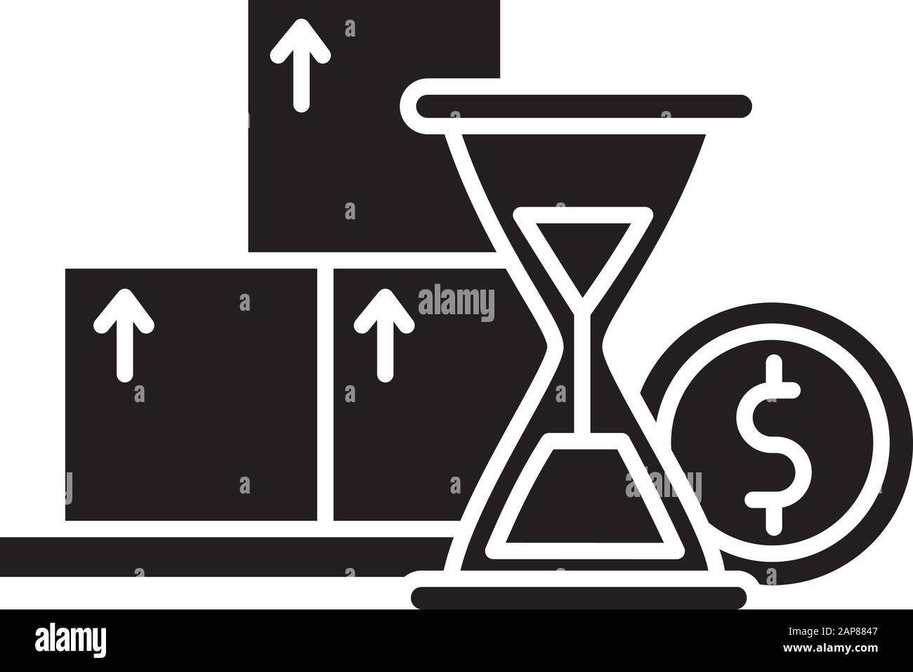 Budget increase graph glyph icon. Rising interest rate with time. Smart ...