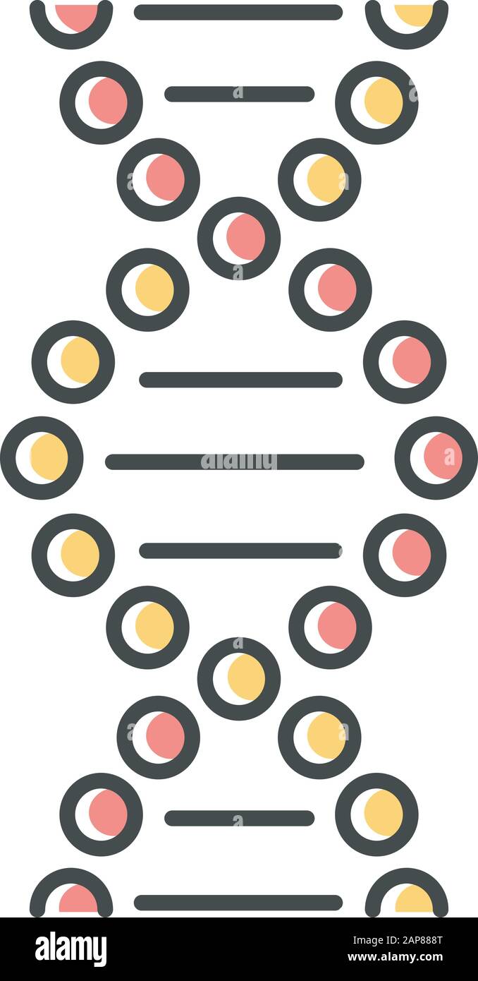 DNA spiral color icon. Connected dots, lines. Deoxyribonucleic, nucleic ...