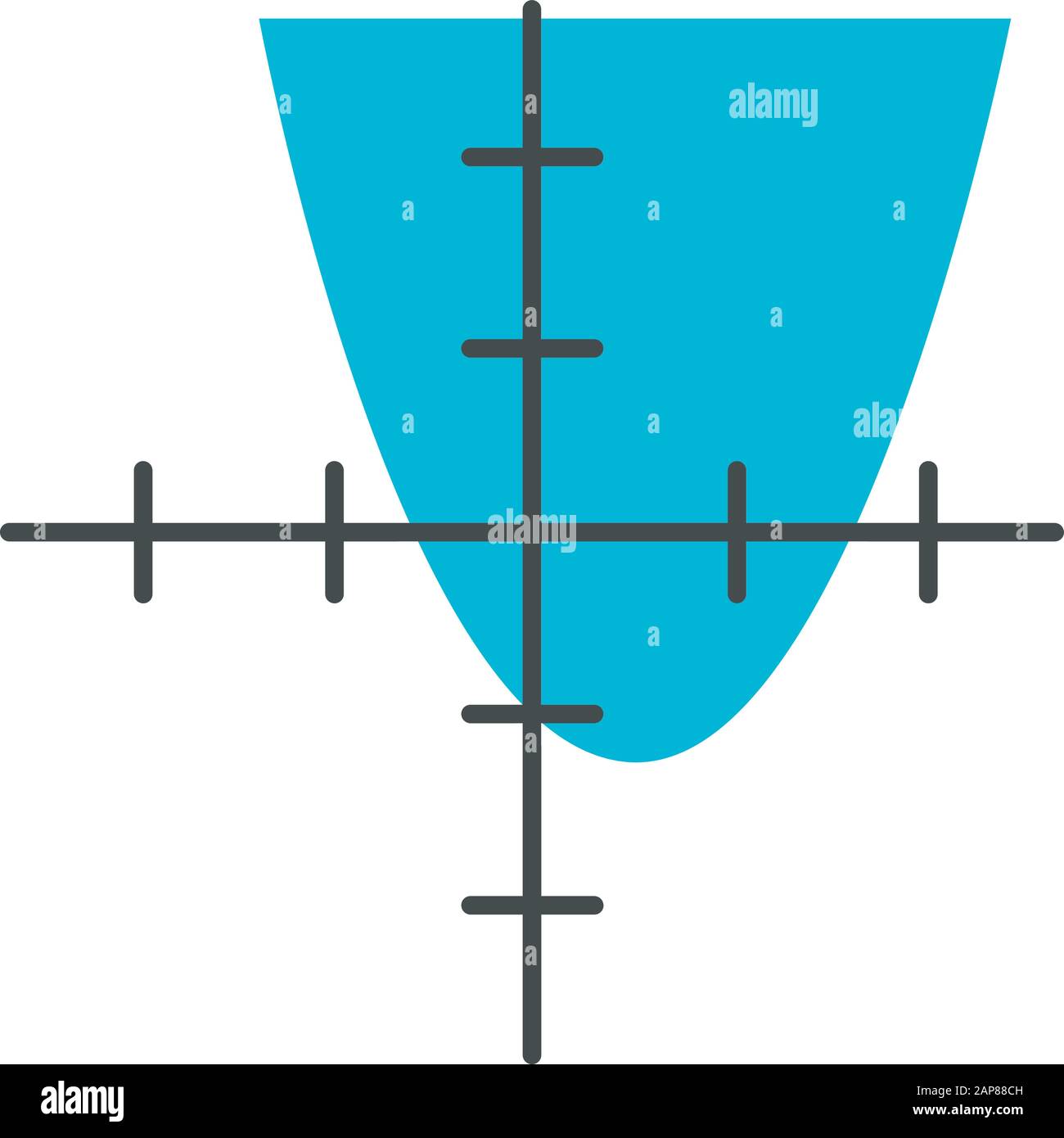 Function graph color icon. Curve chart with increasing section and ...