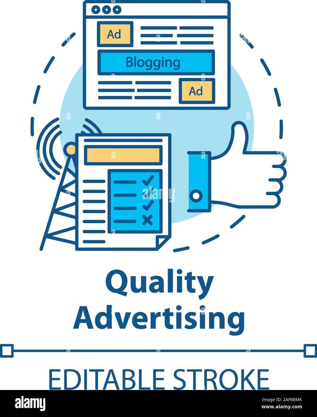 Quality advertising concept icon. Commercial promotion. Successful ...