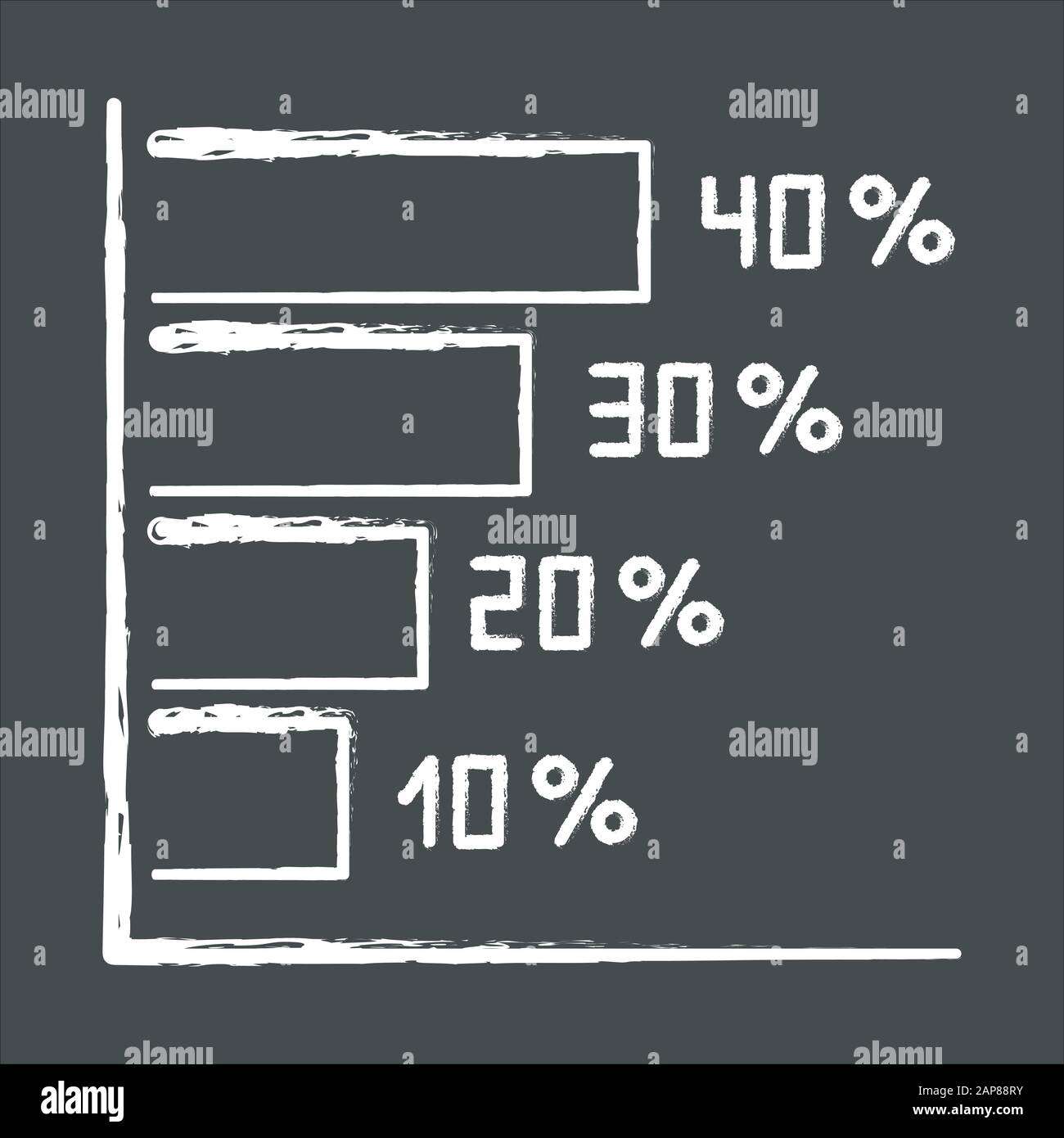 Horizontal histogram chalk icon. Rising interest rate chart. Increasing ...