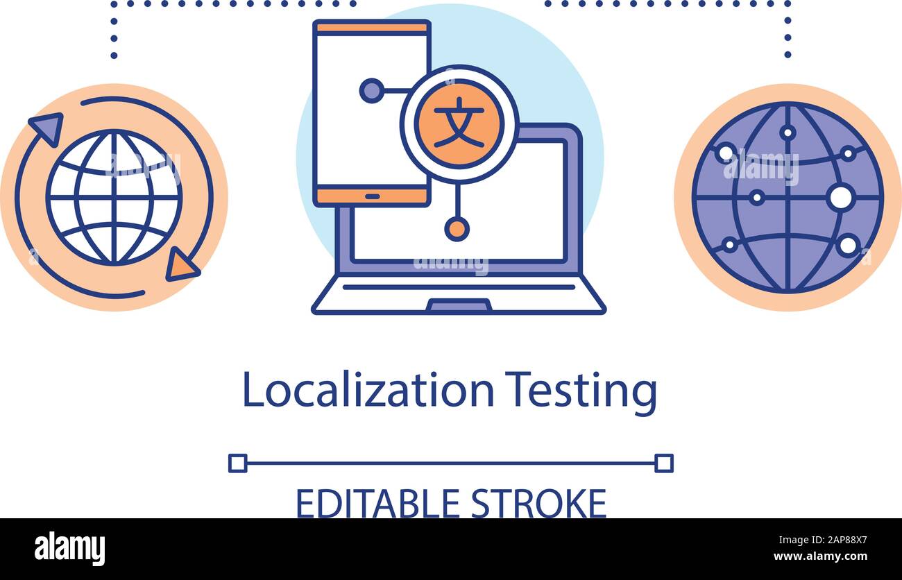Localization testing concept icon. Checking language idea thin line ...