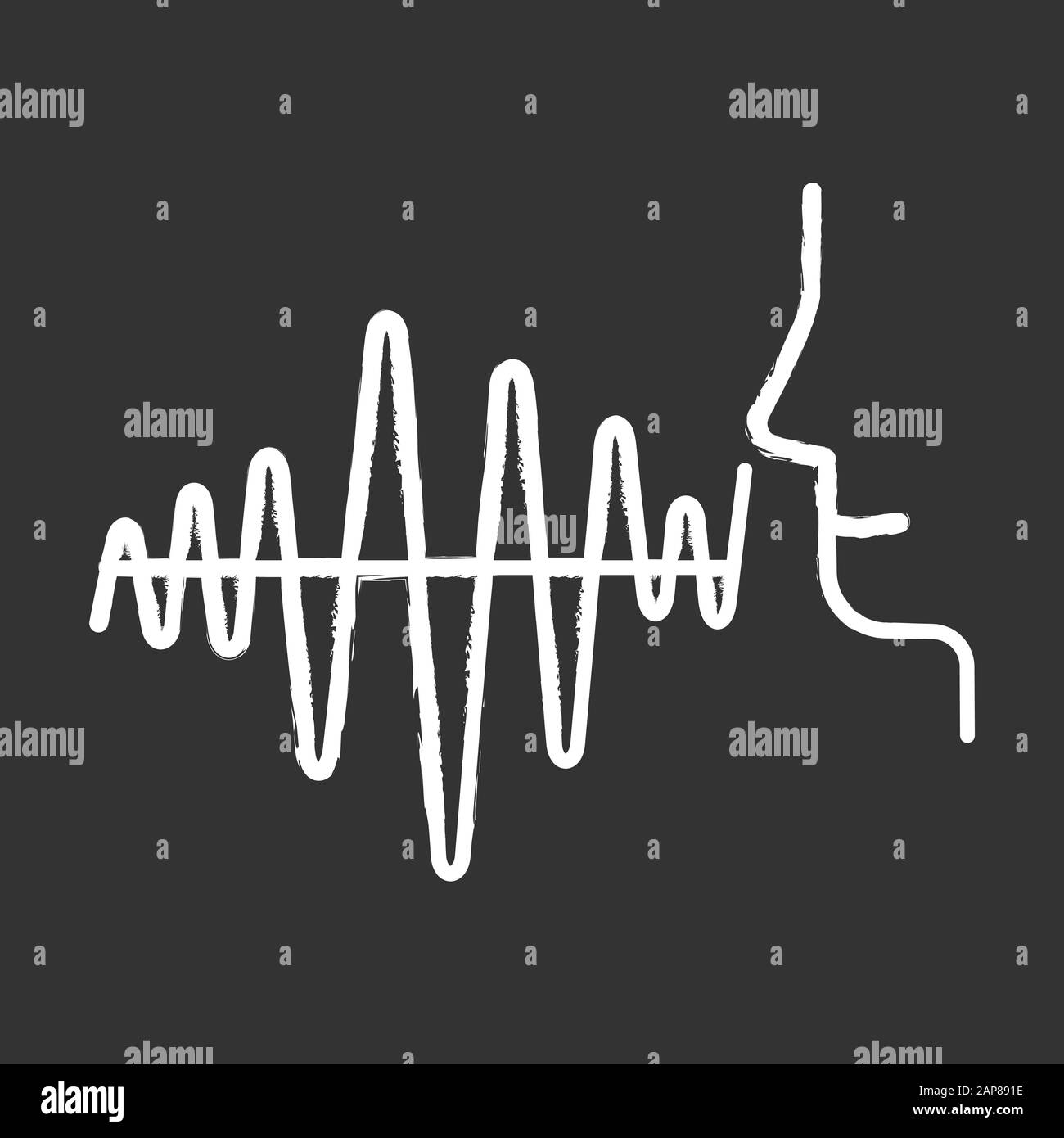 Curvy soundwave chalk icon. Standart voice frequency idea. Human speech ...