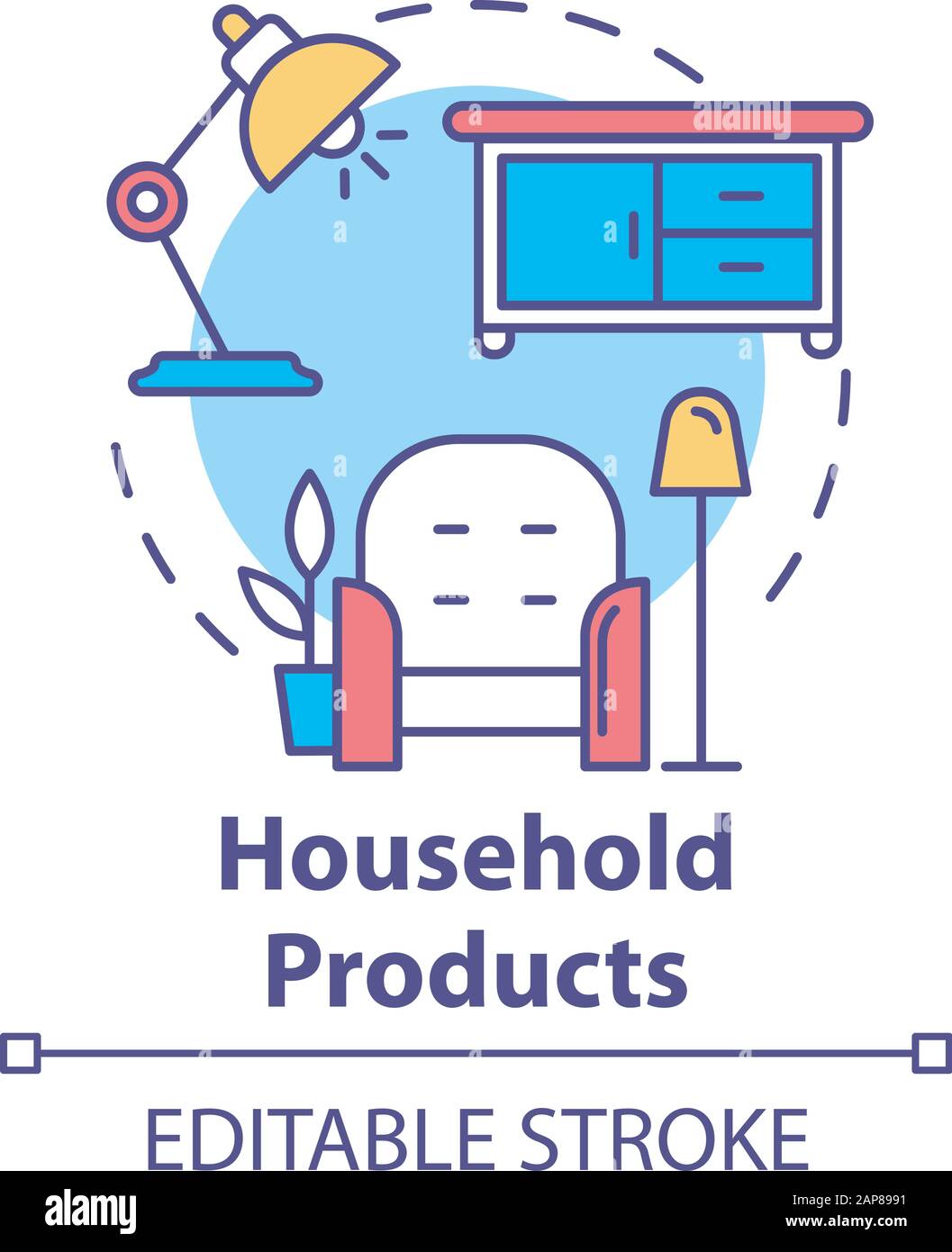 Household products concept icon. Home appliances and furniture ...