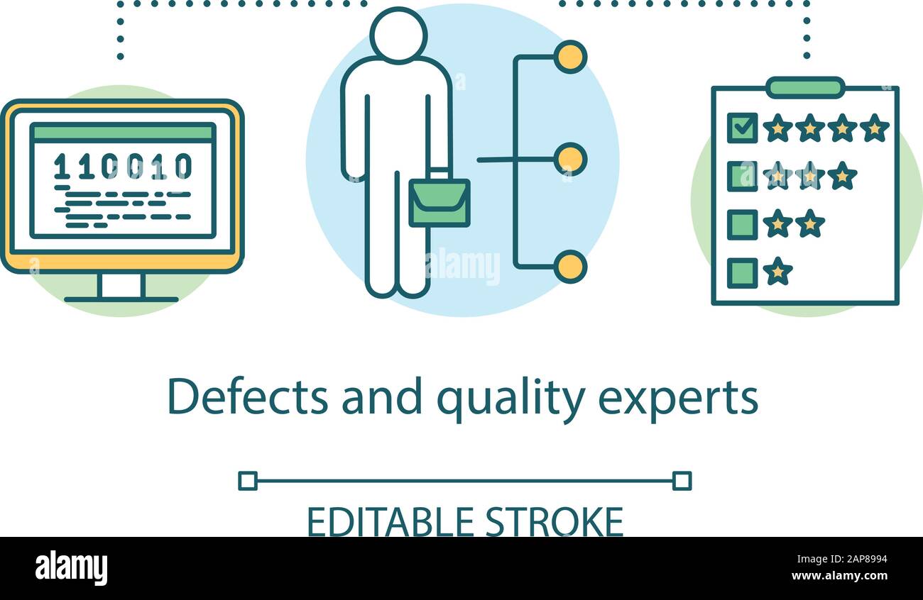 Defects and quality experts concept icon. Ratting IT idea thin line ...