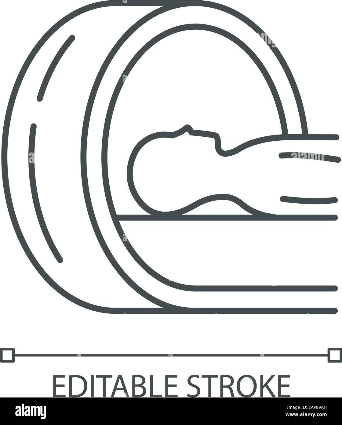 Tomography linear icon. Brain scan. Cancer tumor risk check. Illness ...