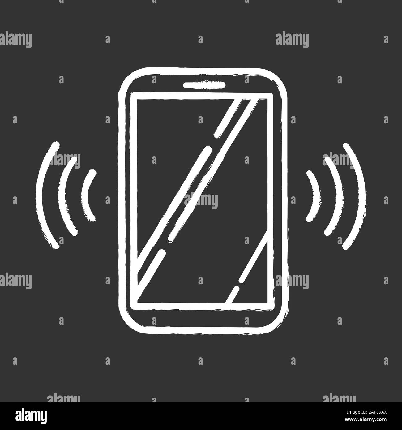 Ringing smartphone chalk icon. Mobile voice control idea. Sound command ...
