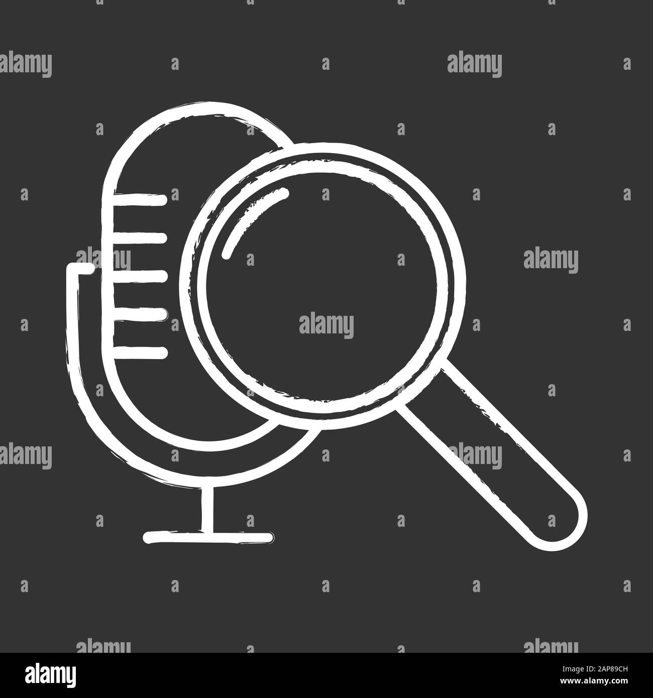 Voice search command chalk icon. Sound request idea. Microphone and ...