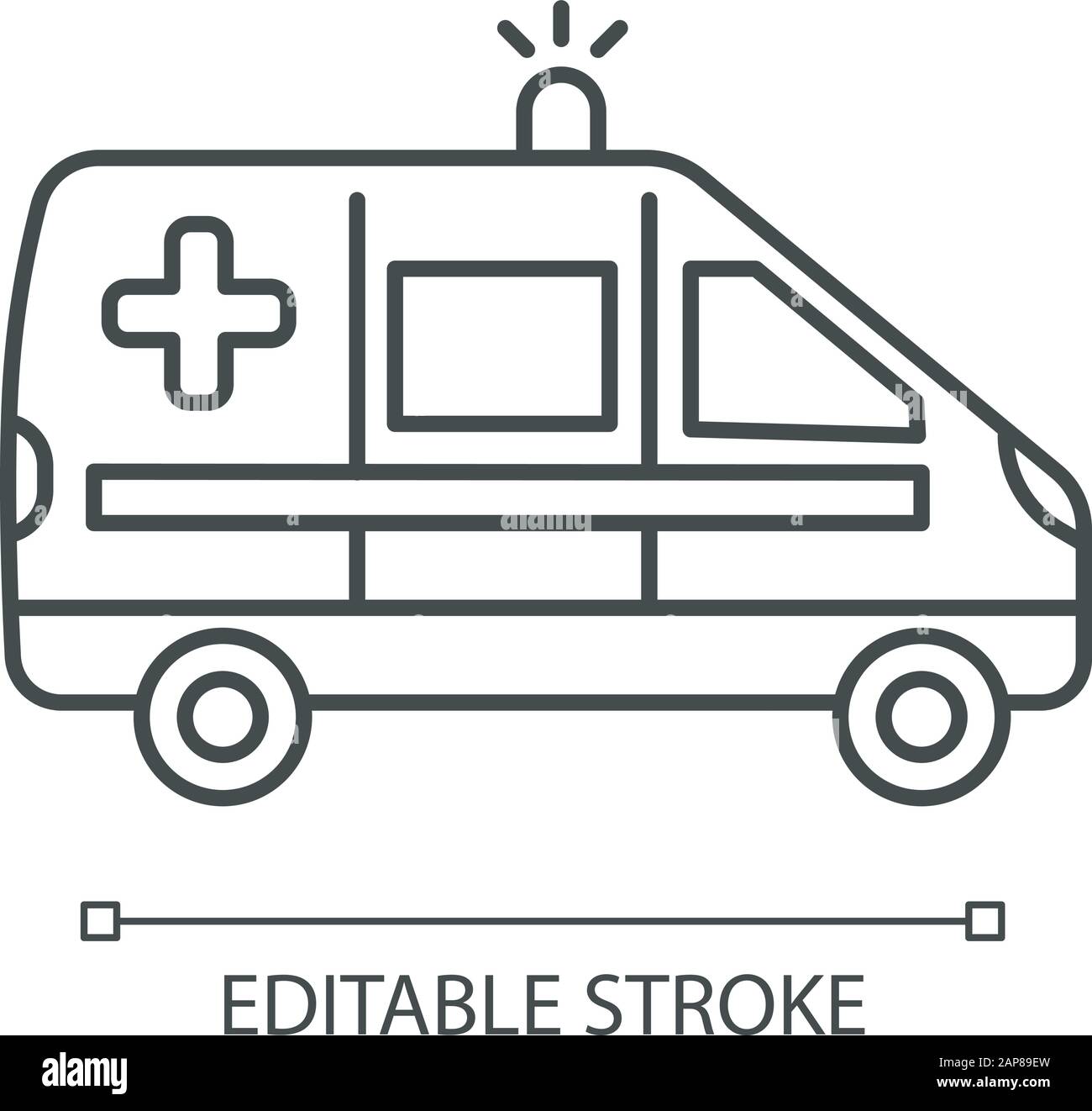 Emergency medical care linear icon. Ambulance. First aid. Accident ...