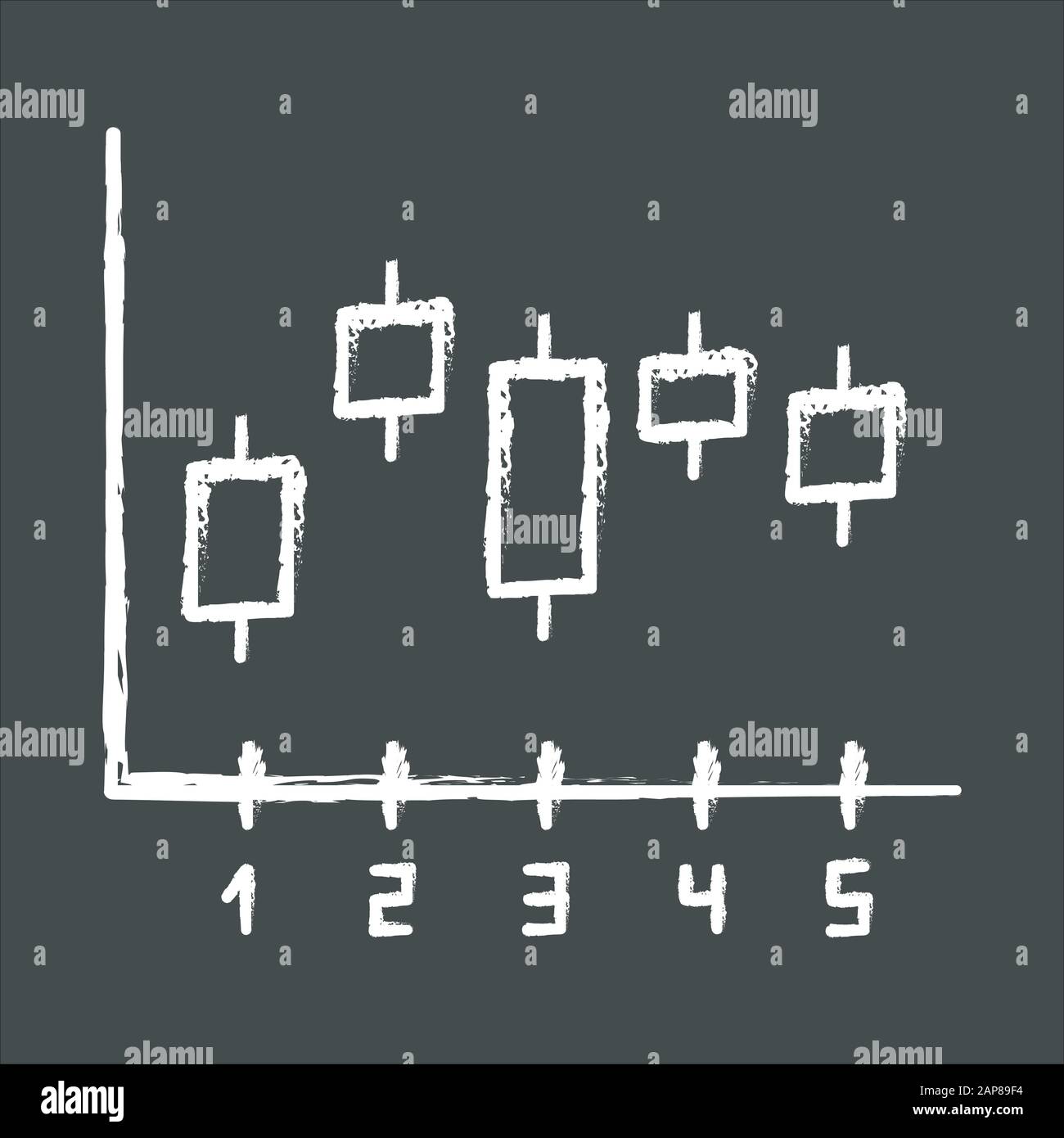 Candlestick chart chalk icon. Box plot graph. Business diagram. Finance ...