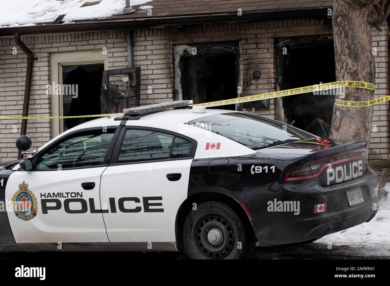 Ontario, Canada 2020:Fire investigation in progress arson crime scene ...