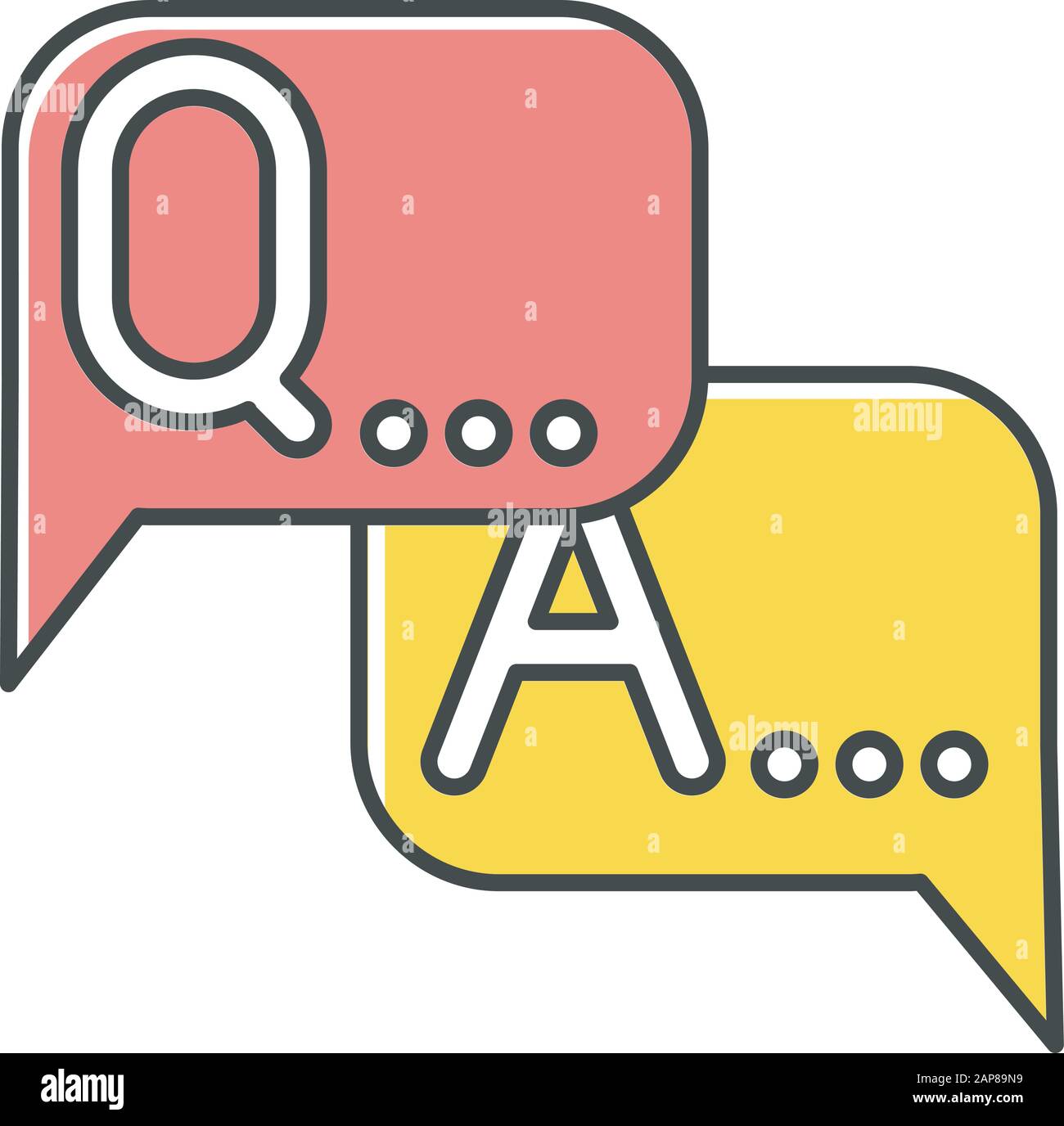 Survey color icon. Questions and answers. FAQ sign. Speech bubbles ...