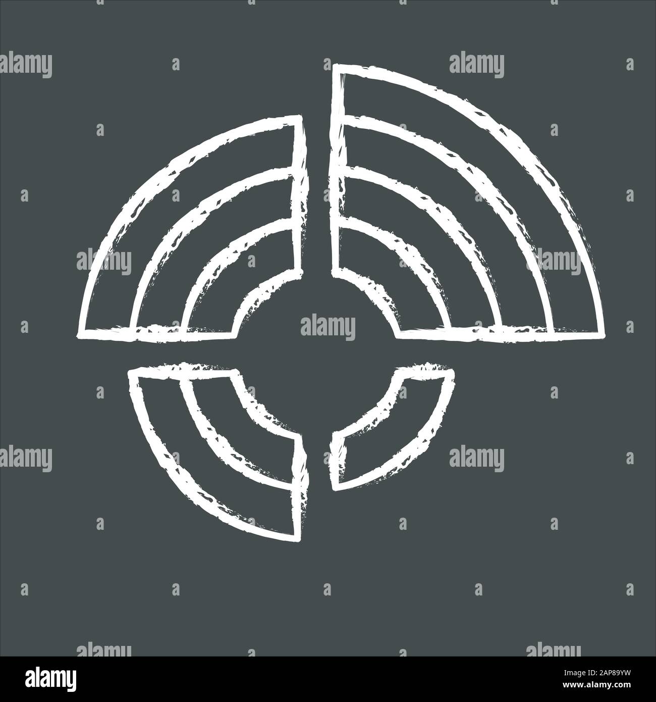 Radial diagram chalk icon. Round chart, circular graph. Radar diagram ...