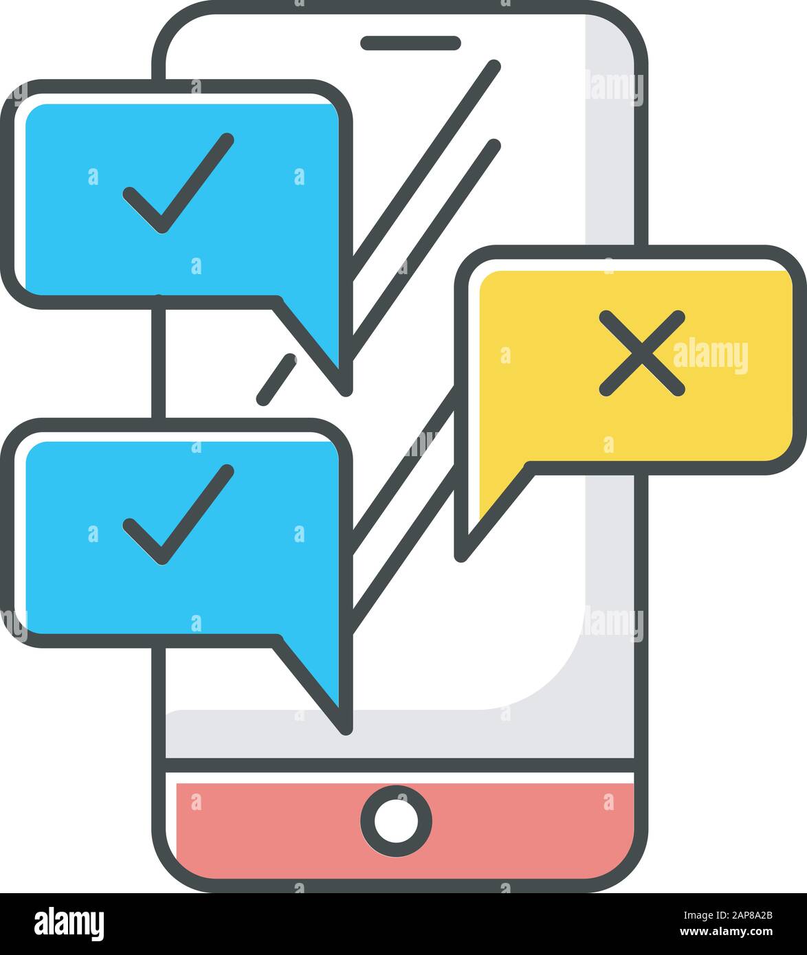 Chat color icon. Online survey. Smartphone instant messaging. Interview ...