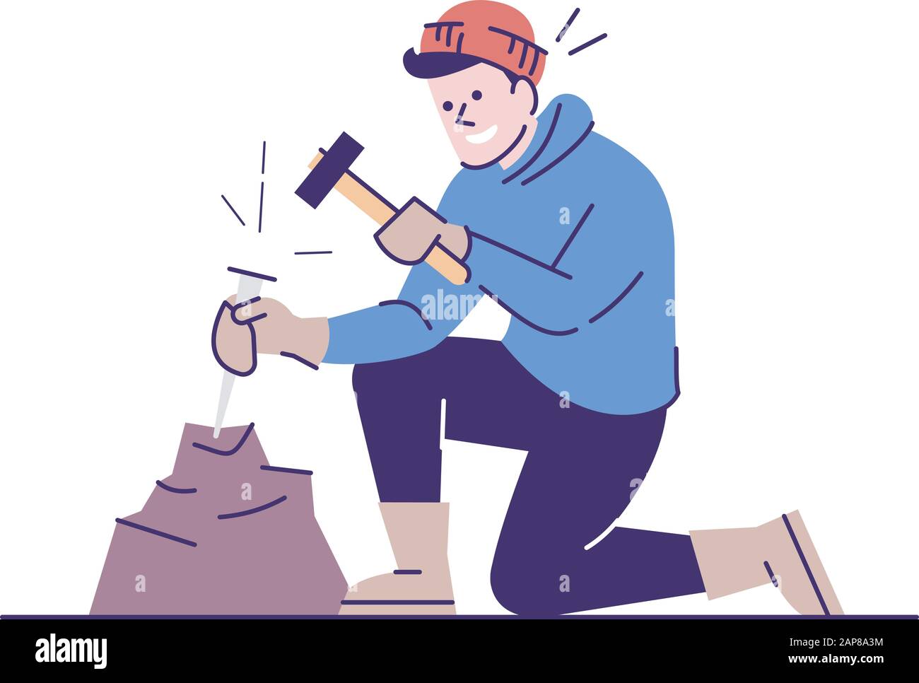 Hammer breaking rock Cut Out Stock Images & Pictures - Alamy