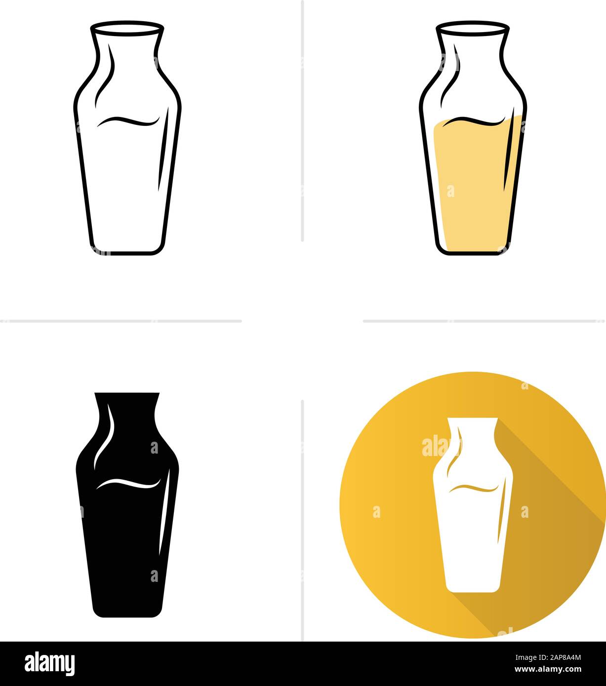 Decorative decanter with alcohol beverage icons set. Aperitif drink ...