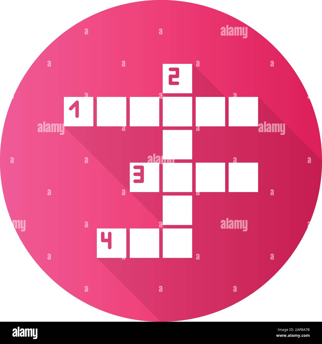 Crossword grid pink flat design long shadow glyph icon. Word puzzle. Quiz. Mental exercise ...