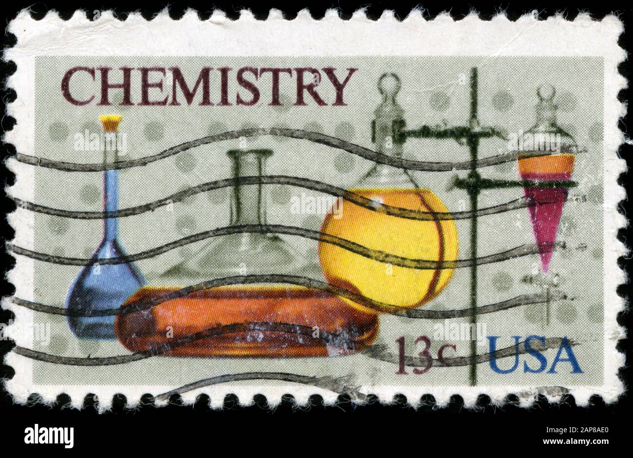 Chemistry: Flasks, Separatory Funnel, Computer Tape Stock Photo - Alamy