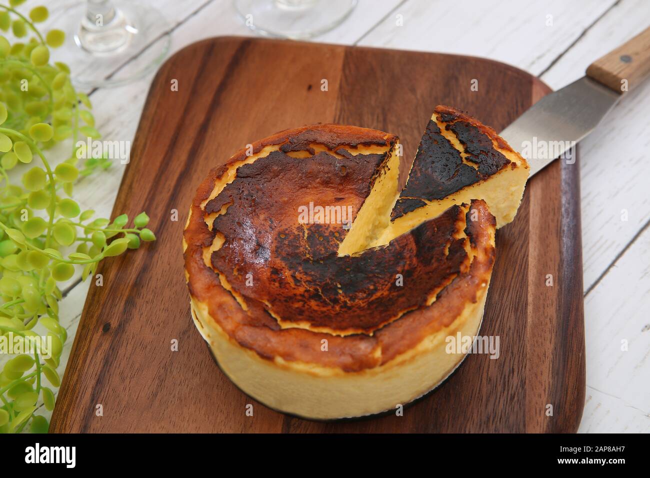 Burnt Basque Cheesecake Stock Photo - Alamy