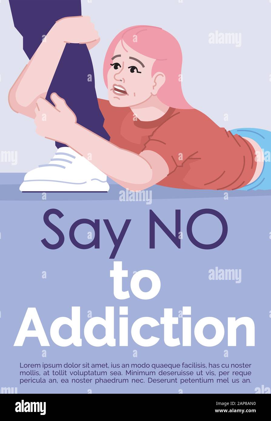 Say no to addiction brochure template. Psychological therapy, help ...