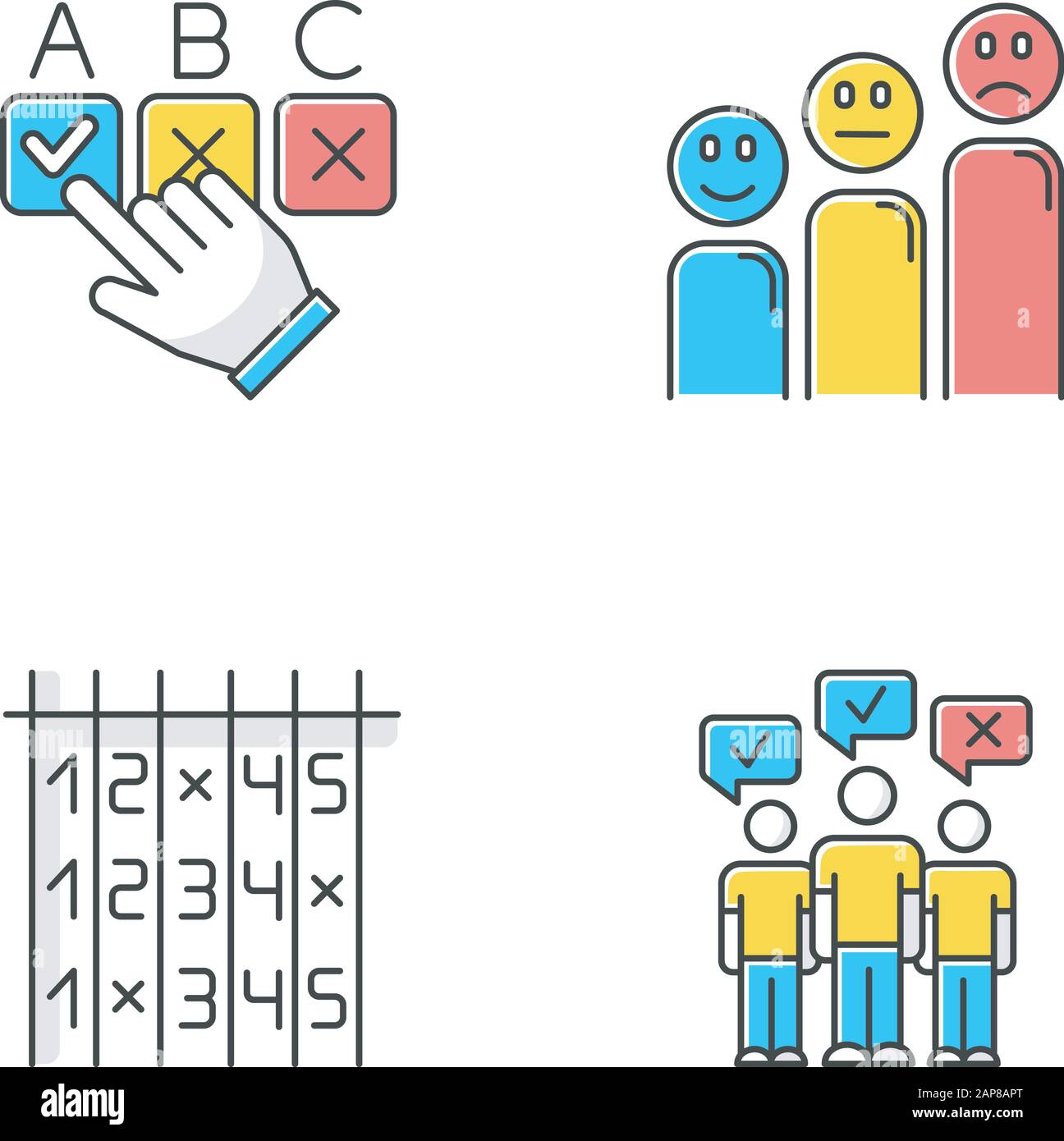 Survey color icons set. Choosing correct option. Customer satisfaction ... Survey color icons set. Choosing correct option. Customer satisfaction ...
