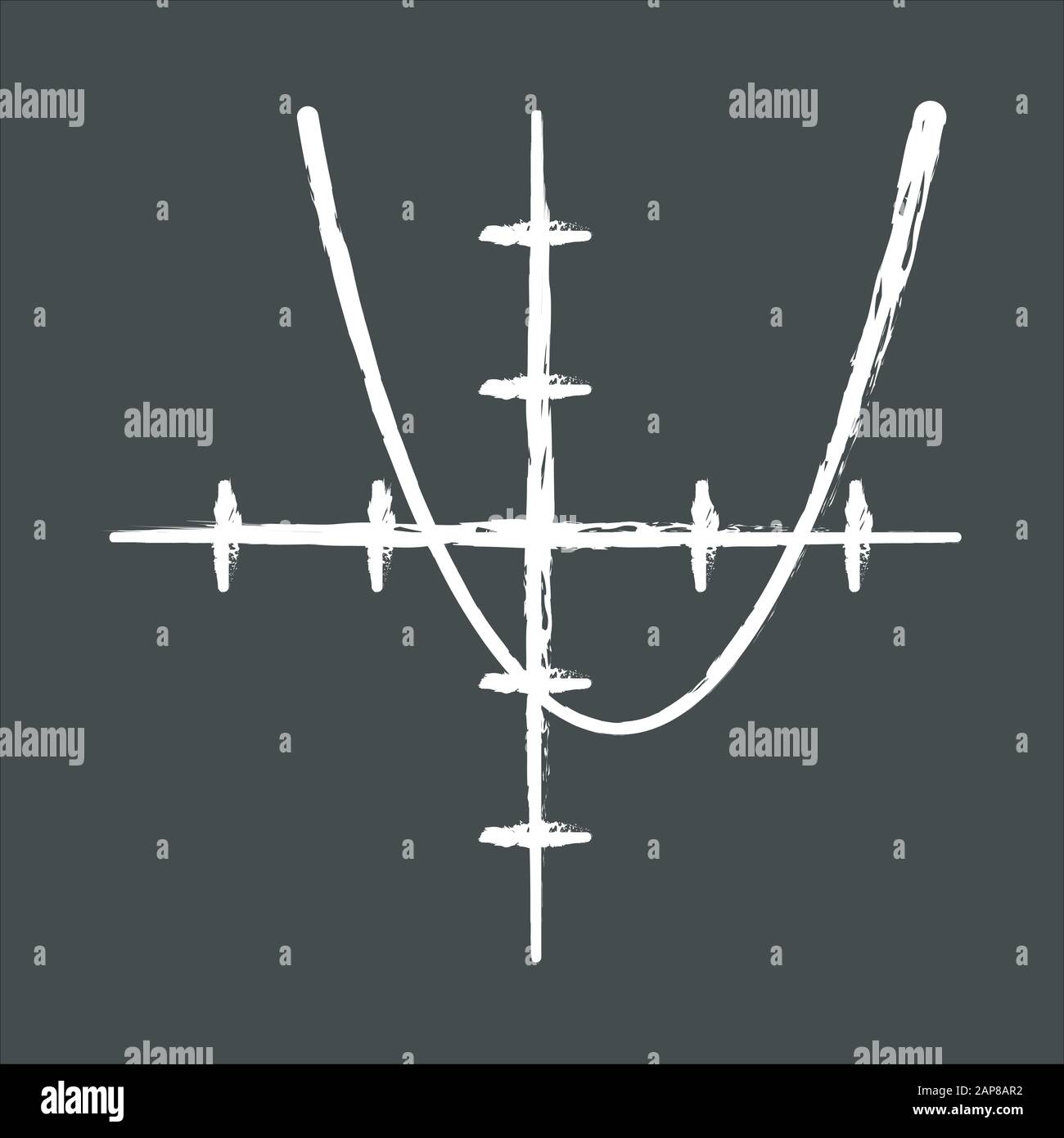 Function graph chalk icon. Curve chart with increasing section and ...