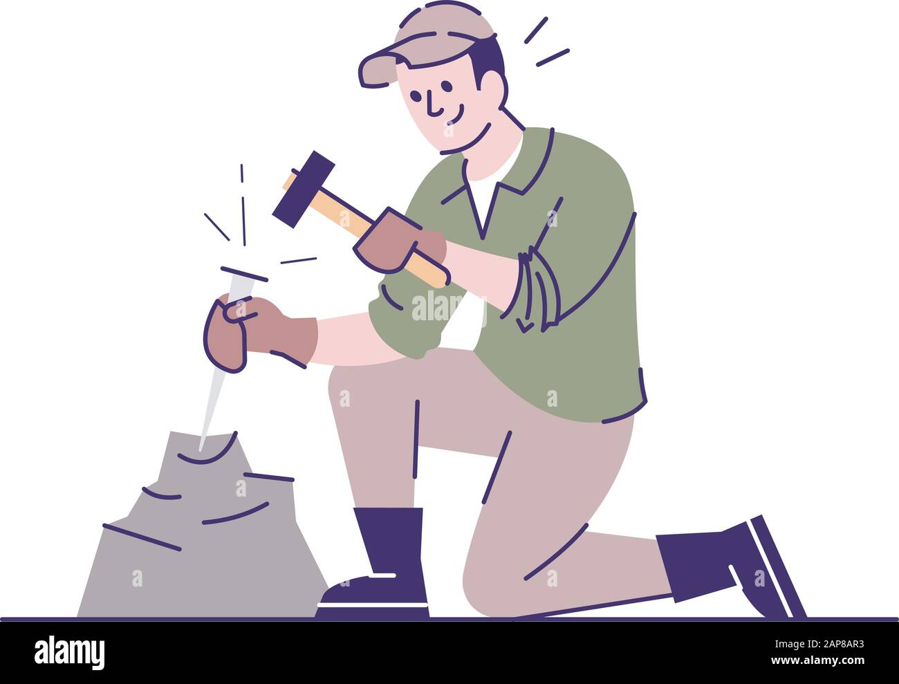 Hammer breaking rock Stock Vector Images - Alamy