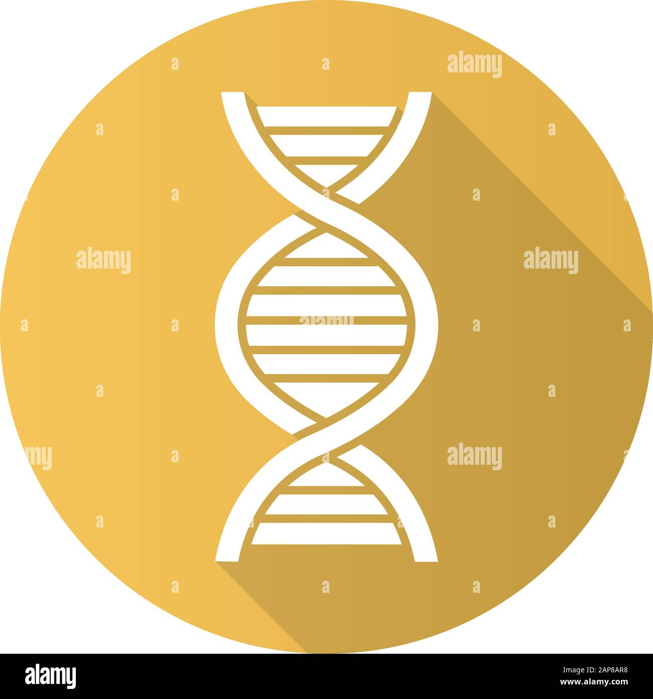 DNA helix yellow flat design long shadow glyph icon. Deoxyribonucleic ...