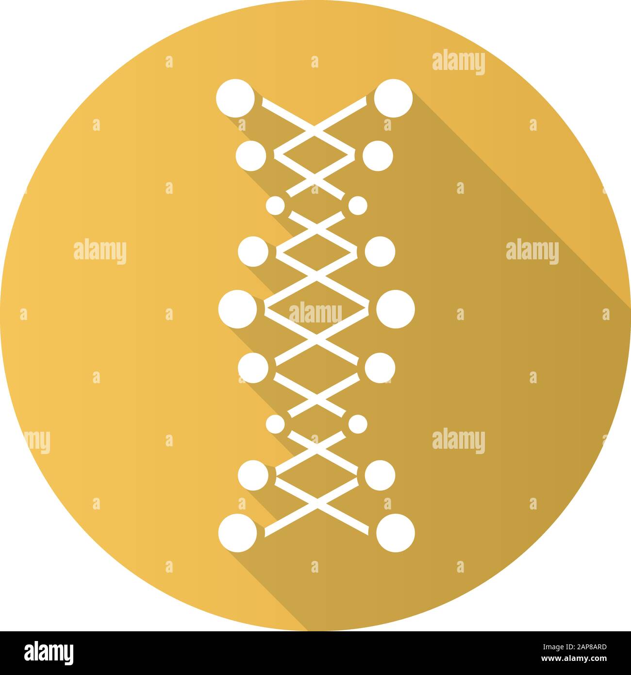 DNA double helix yellow flat design long shadow glyph icon. Connected ...