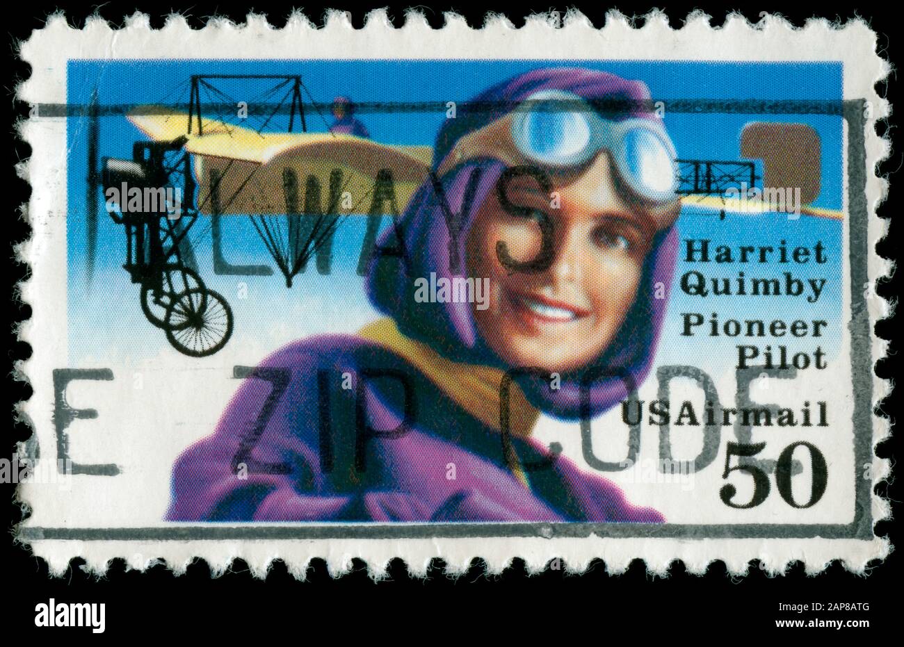 Harriet Quimby (1884-1912), 1st American Pilot with Bleriot Stock Photo ...