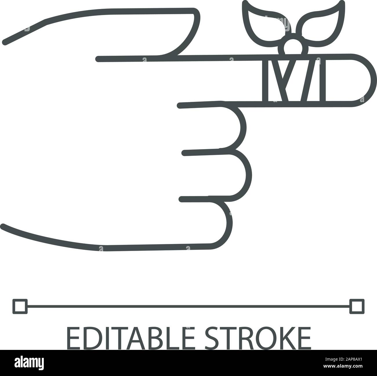 Bandaging linear icon. Hurt finger. Hand injury. Arm pain help. First ...