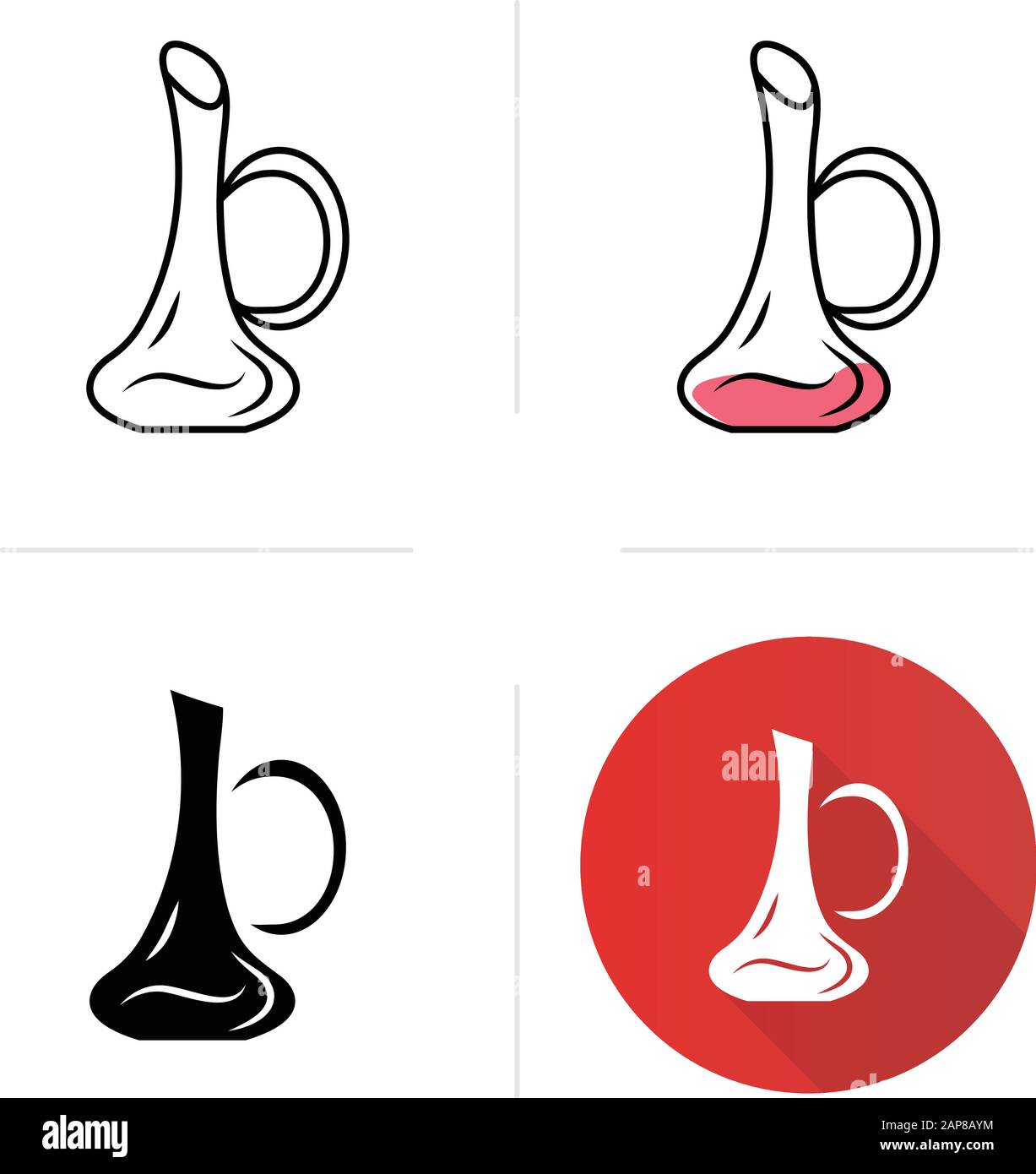 Decanter icons set. Aperitif drink. Party, holiday, celebration. Bar ...