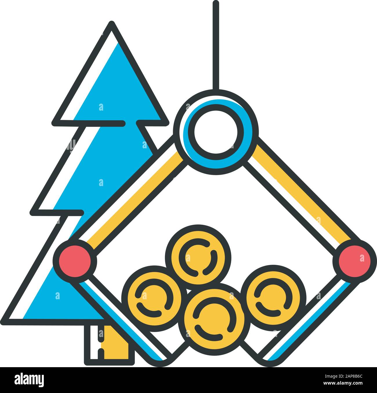 Timber industry blue color icon. Logging sector. Wood production ...