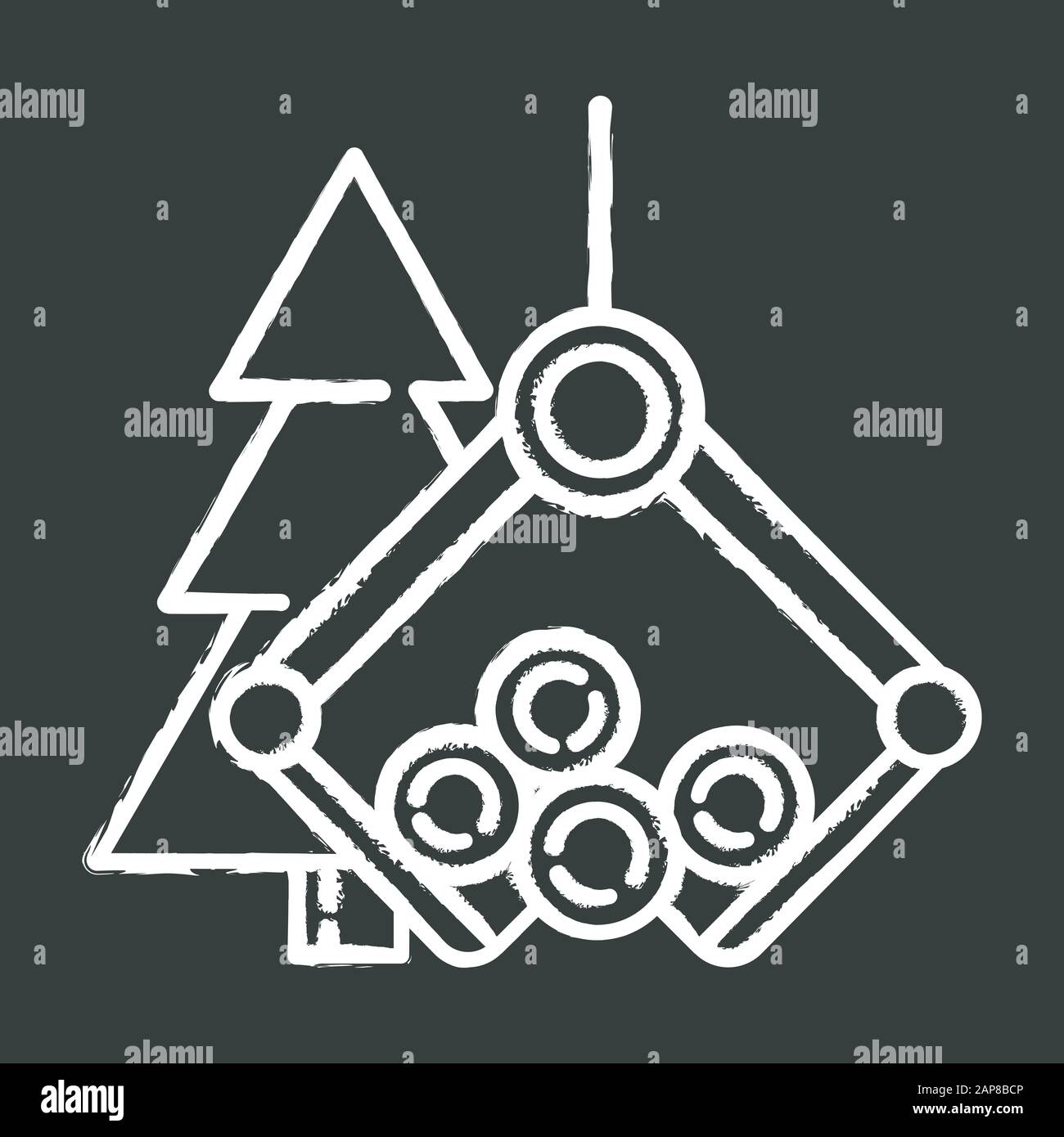 Timber industry chalk icon. Logging sector. Wood production. Forestry ...