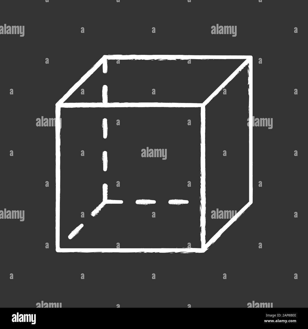 Cube chalk icon. Geometric transparent figure. Dimensional model with ...