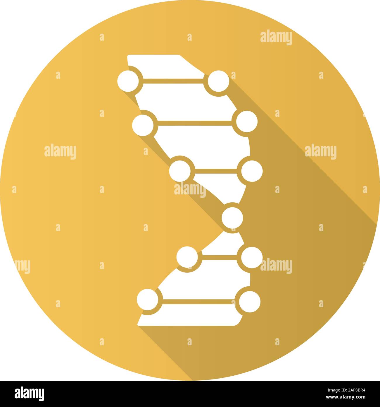 DNA helix yellow flat design long shadow glyph icon. Z-DNA. Connected ...