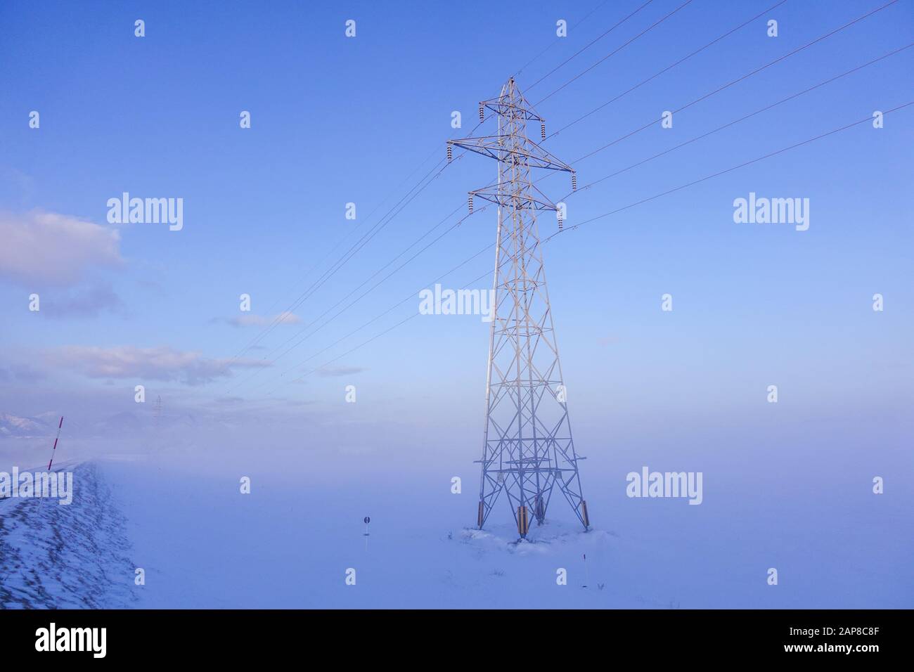 Steel Tower in winter Stock Photo - Alamy