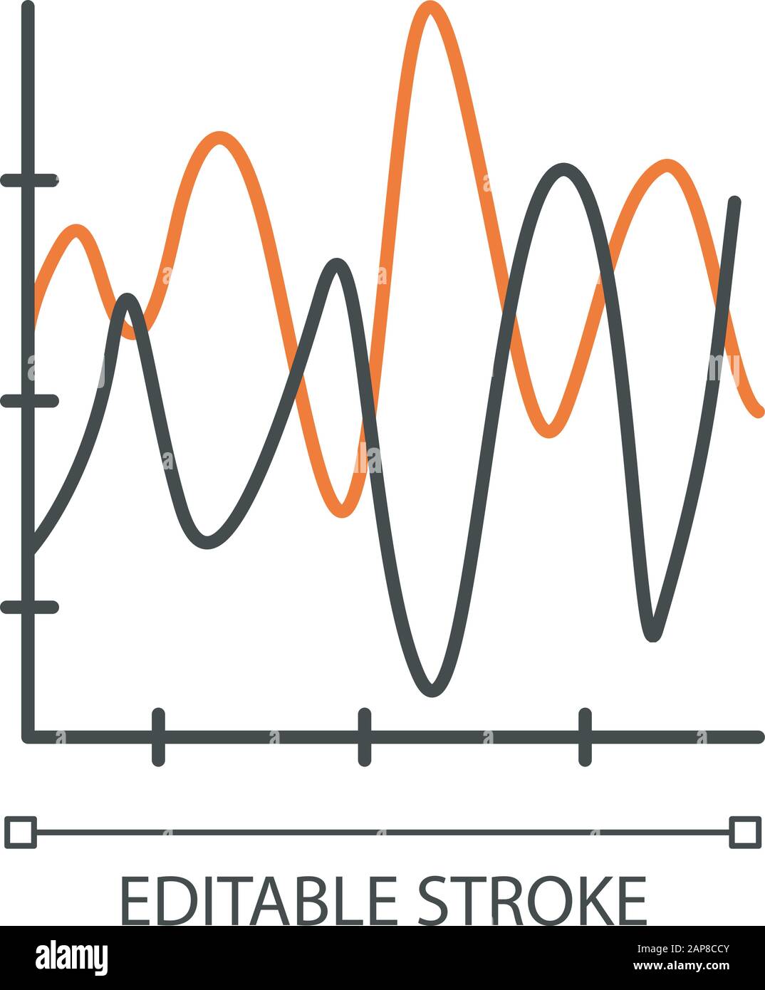 Stream graph linear icon. Seismic chart. Amplitudes and motion waves ...