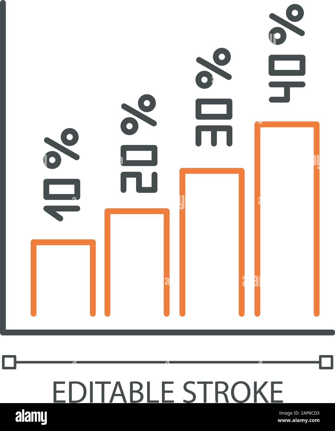 Vertical histogram linear icon. Increasing interest rate bars. Rising ...