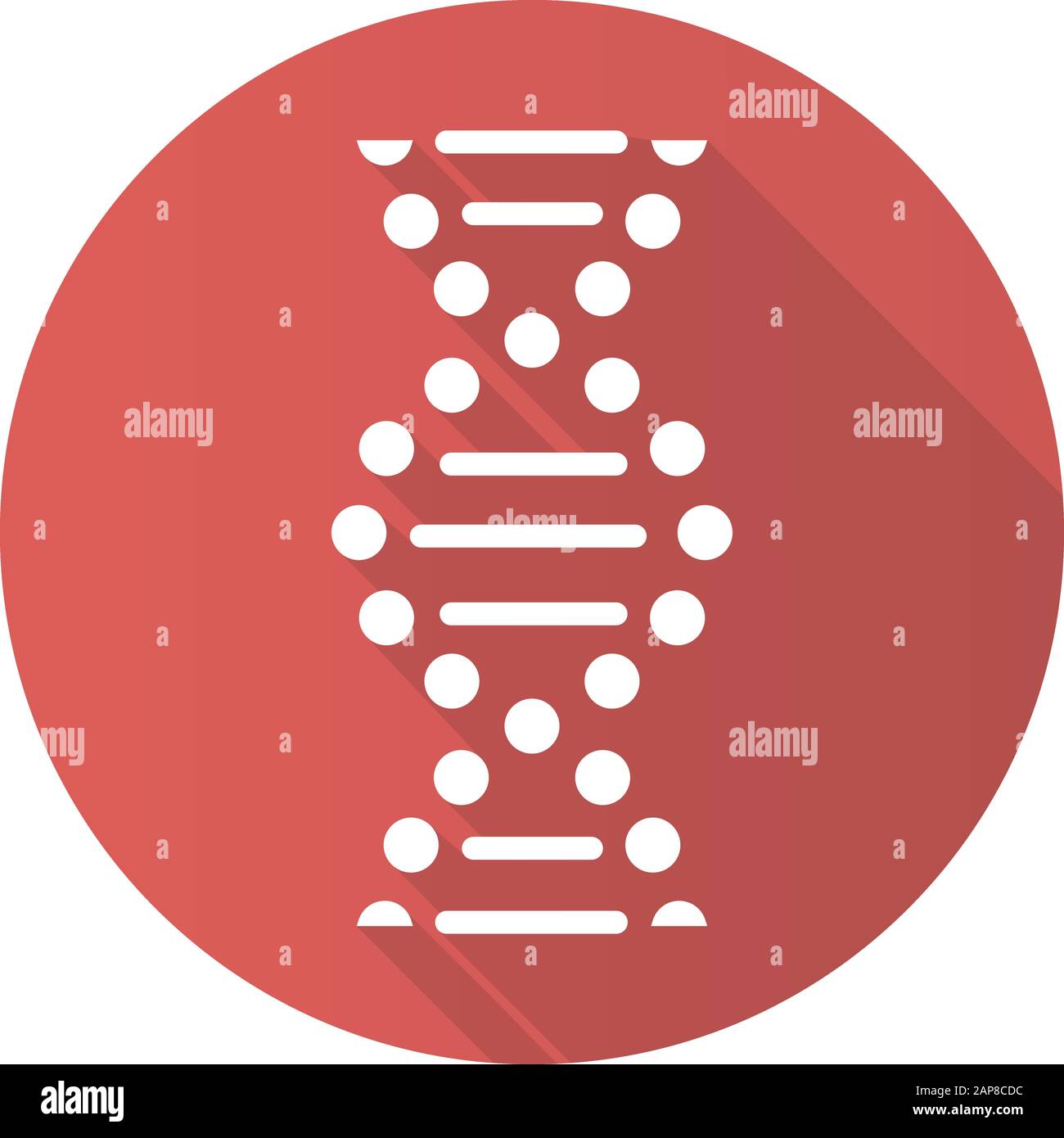 DNA spiral red flat design long shadow glyph icon. Connected dots ...