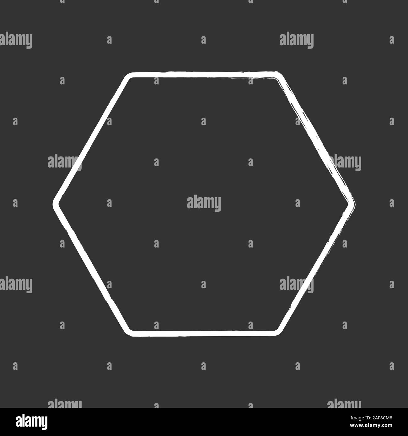 Hexagon chalk icon. Six-sided geometric figure. Decorative graphic ...