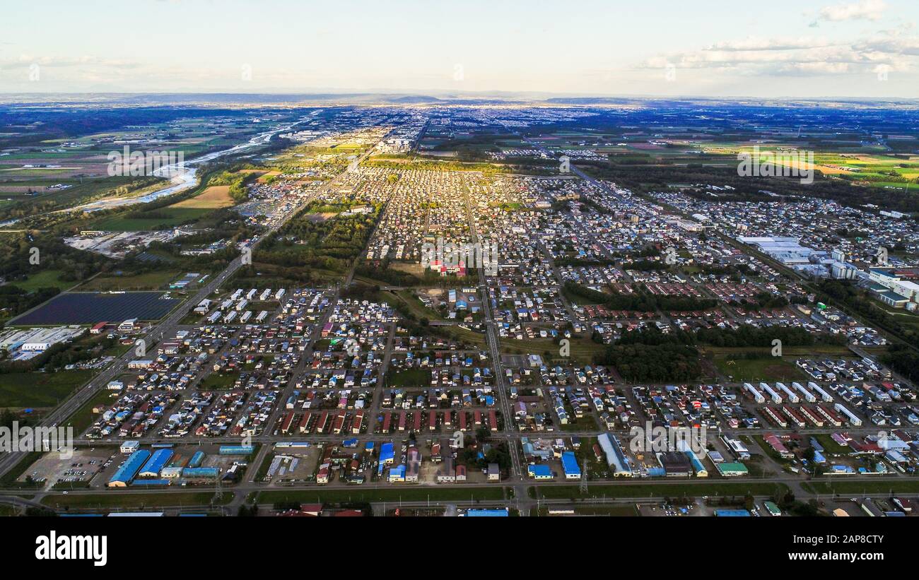 Aerial Photography of Memuro Town, Hokkaido, Japan Stock Photo - Alamy