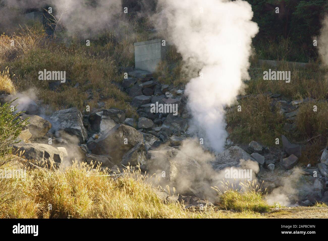 Rising steam, Jigoku Onsen, Kumamoto Prefecture, Japan Stock Photo - Alamy