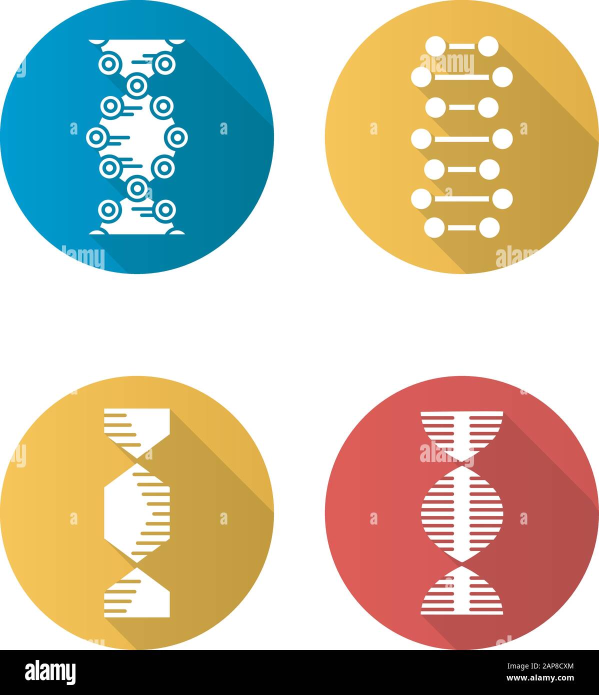 DNA spiral chains flat design long shadow glyph icons set ...