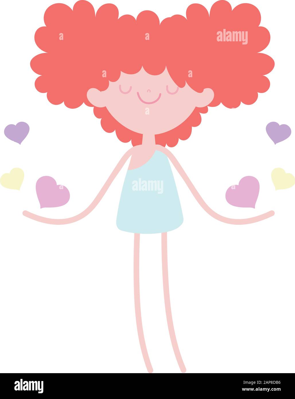 happy valentines day, little cupid with hearts cartoon vector ...