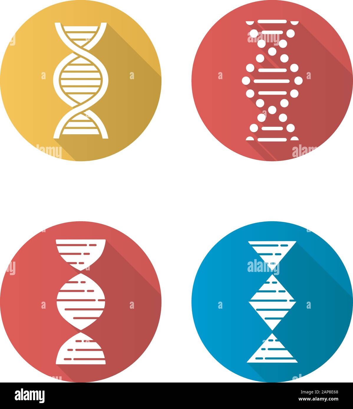 DNA spiral strands flat design long shadow glyph icons set ...