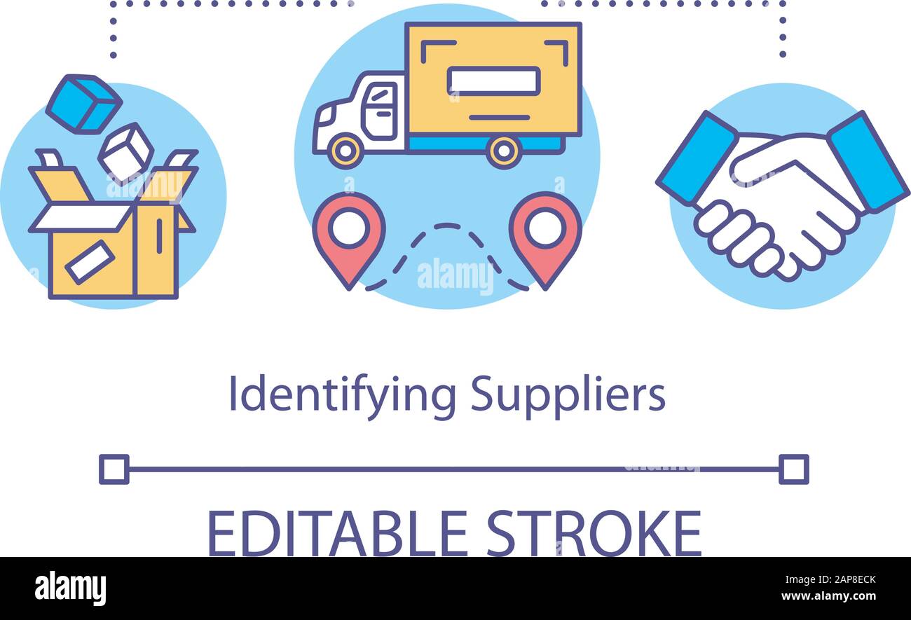 Indentifying suppliers concept icon. Local production system idea thin ...